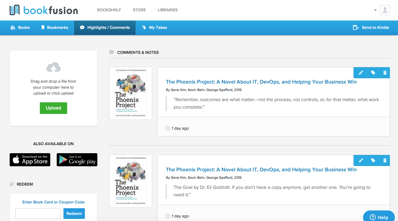 Ebook reader that allows to save quotes/paragraphs and syncs/uploads ...